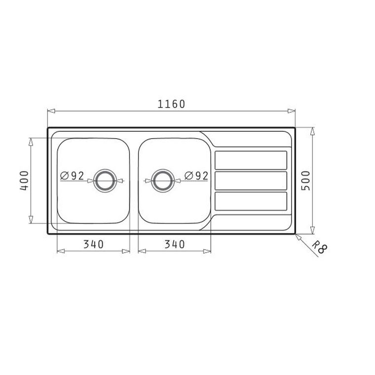 KWIKOT SDI-1160-DEA STAINLESS STEEL DROP IN SINK 1160X500 | Plumblink ...
